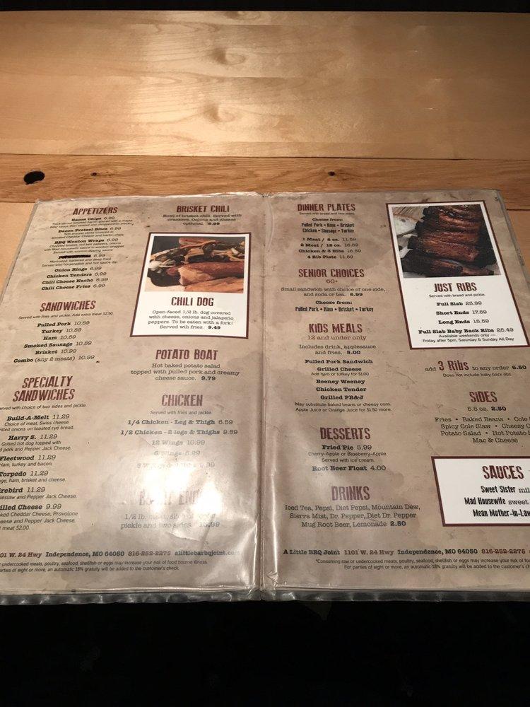 Carta de A Little BBQ Joint, Independence