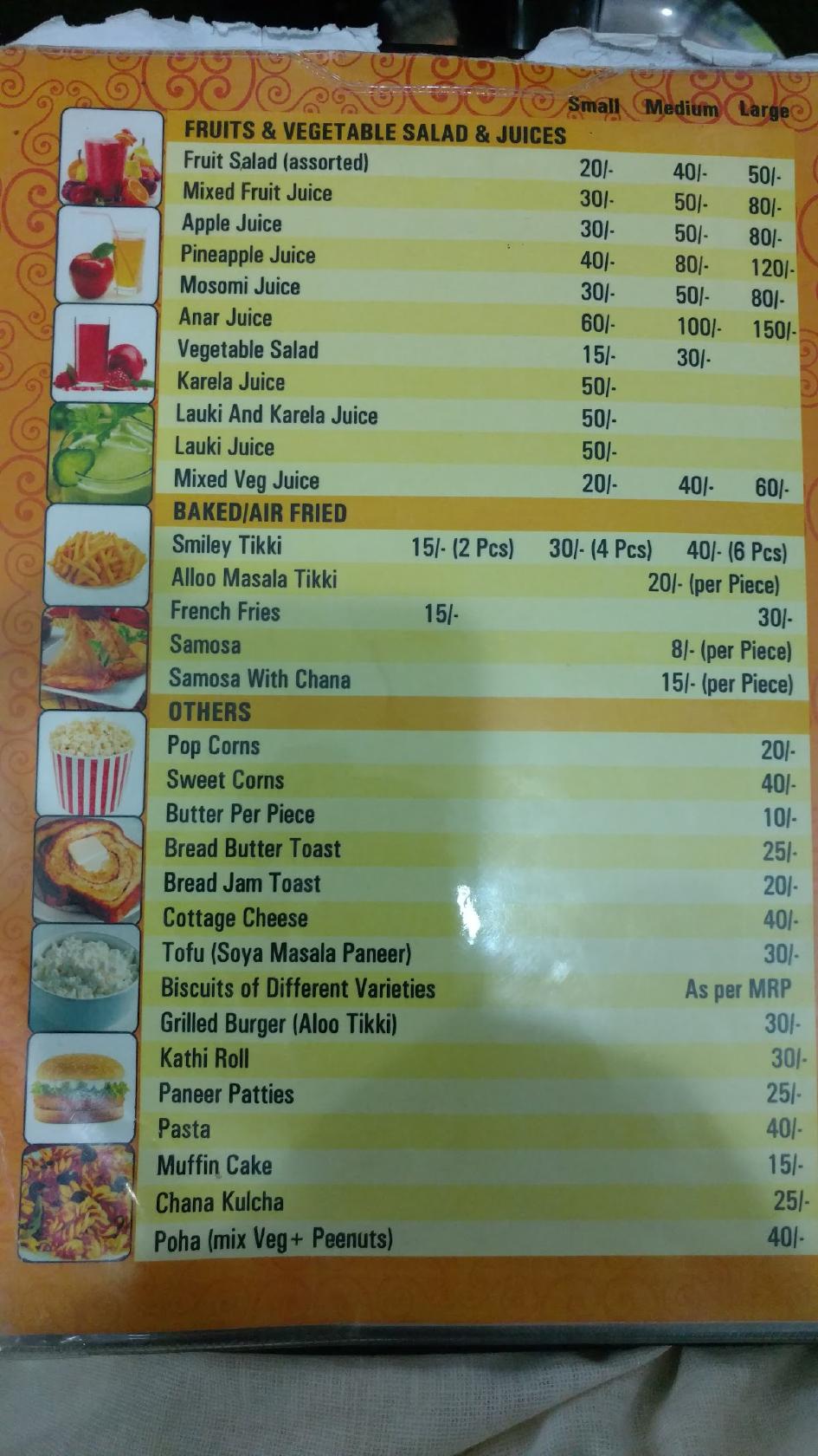 Menu at Akal Restaurant, Baru Sahib