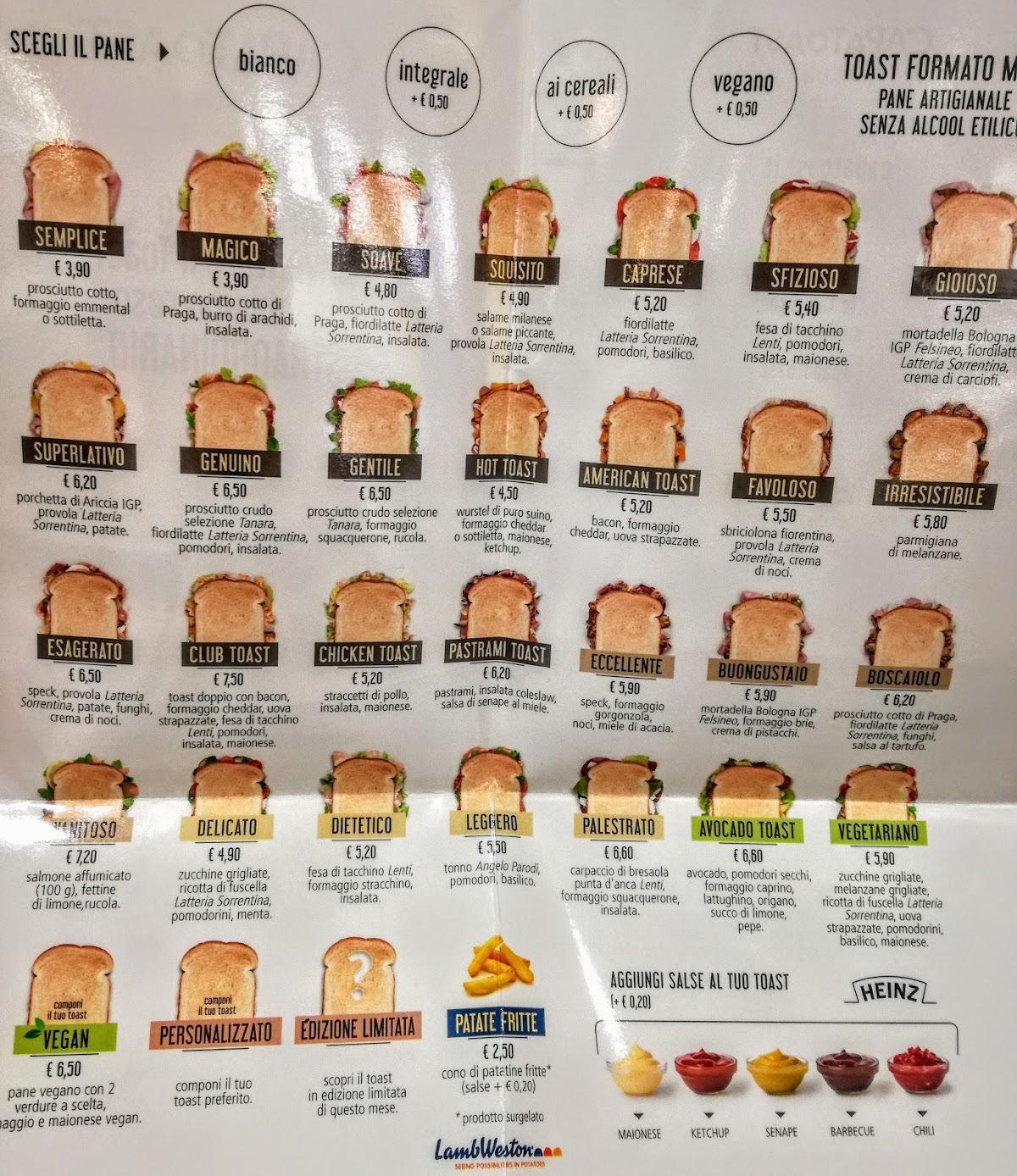 Menu da Capatoast - Reggio Emilia I Petali ristorante, Reggio Emilia