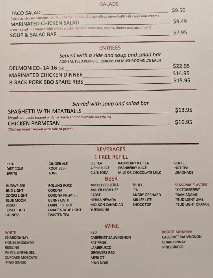 Menu at Off Duty, Inc. pub & bar, Belmont