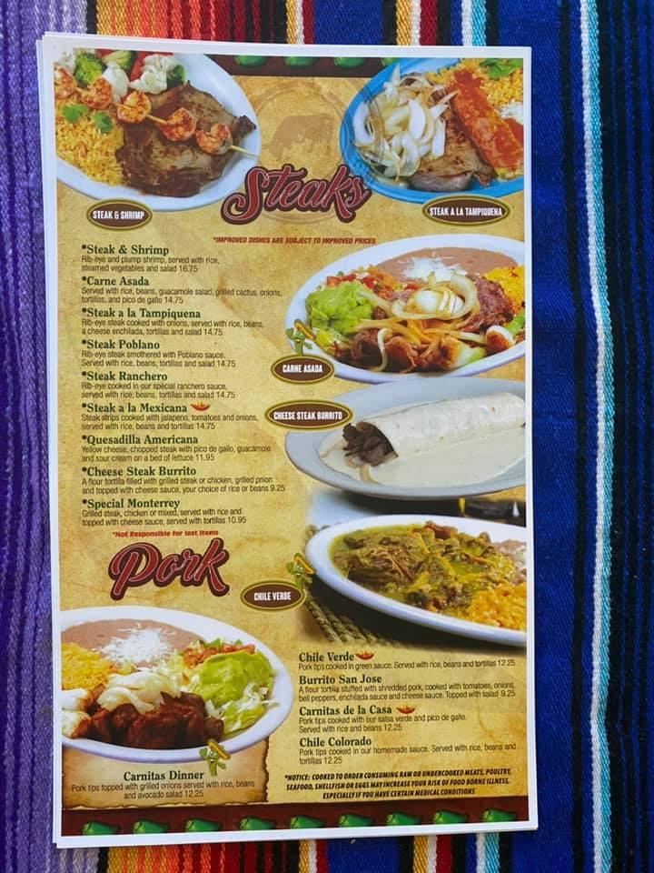 Menu at Poblanos Mexican Bar & Grill, Evans