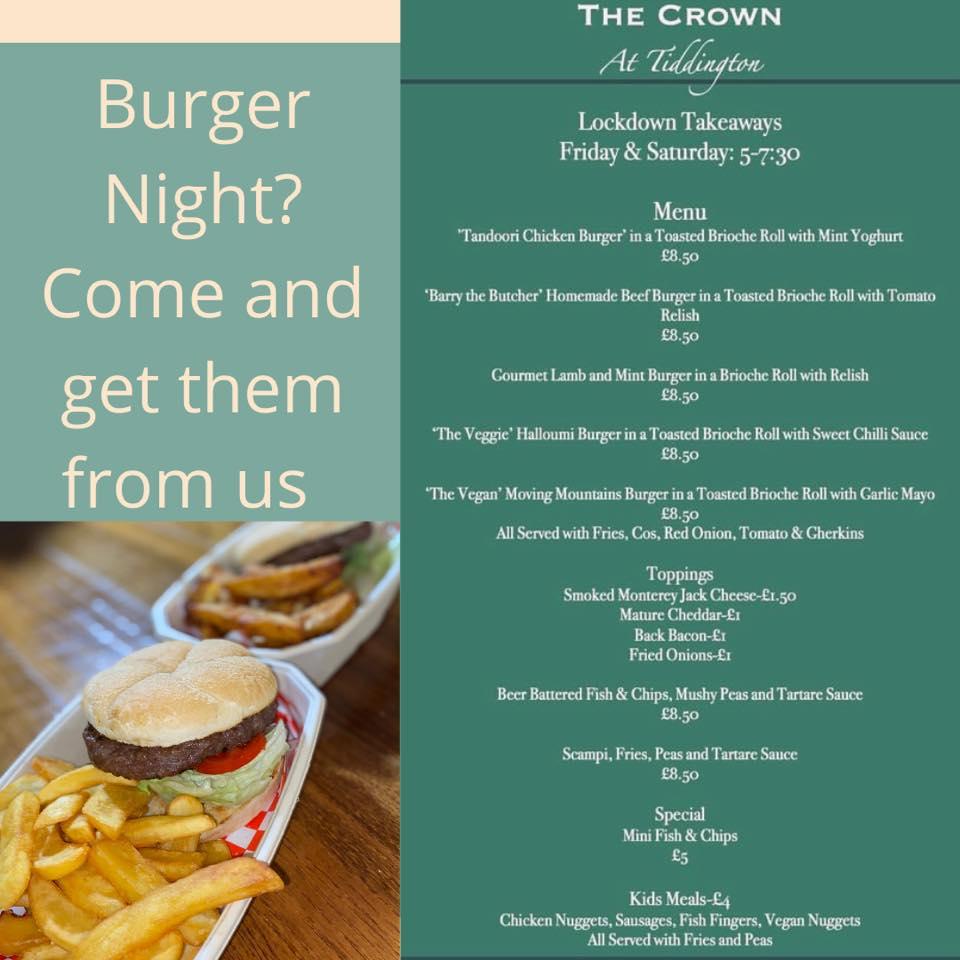 Carta del pub y bar The Crown at Tiddington, Stratford-upon-Avon