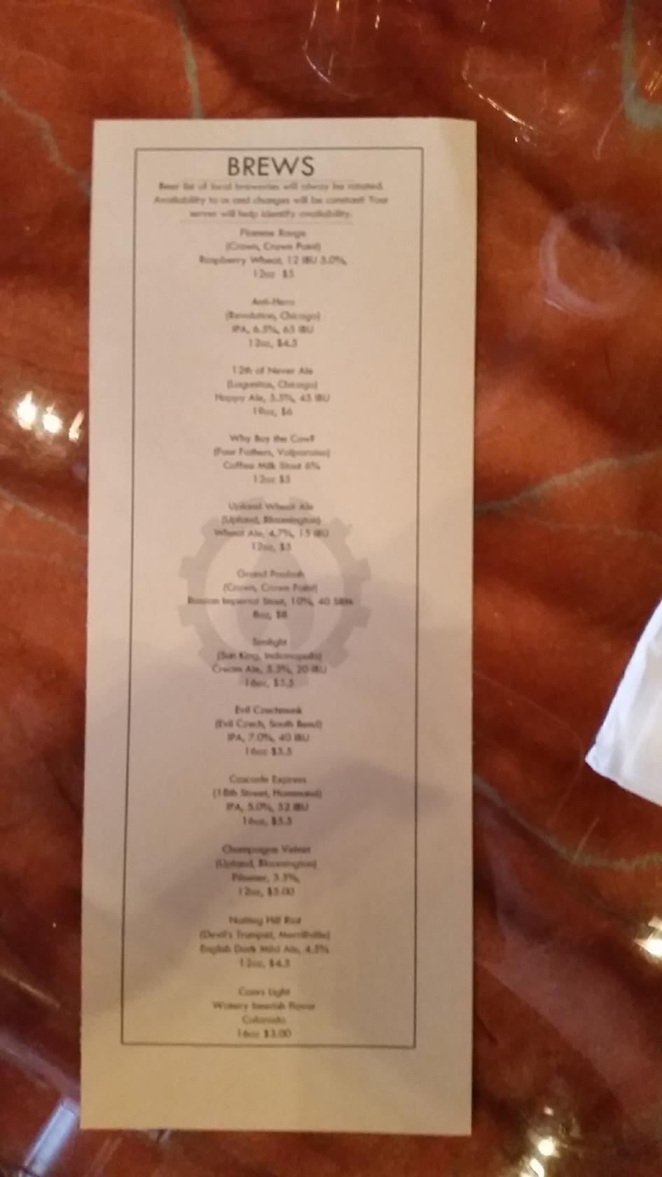 Menu at eMbers Station Bistro & Bar, Rensselaer
