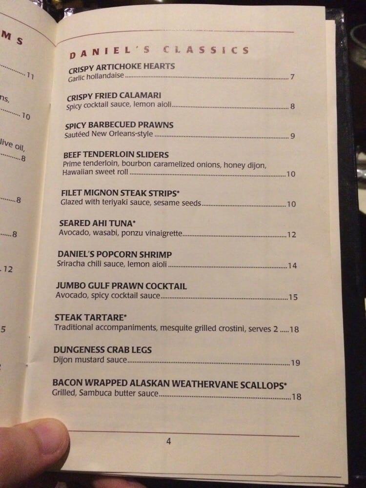 Menu at Daniel's Broiler steakhouse, Seattle, 809 Fairview Pl N