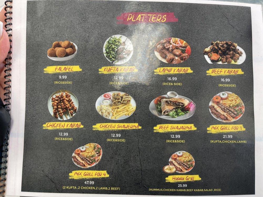 Menu at Habibi Restaurant, Houston