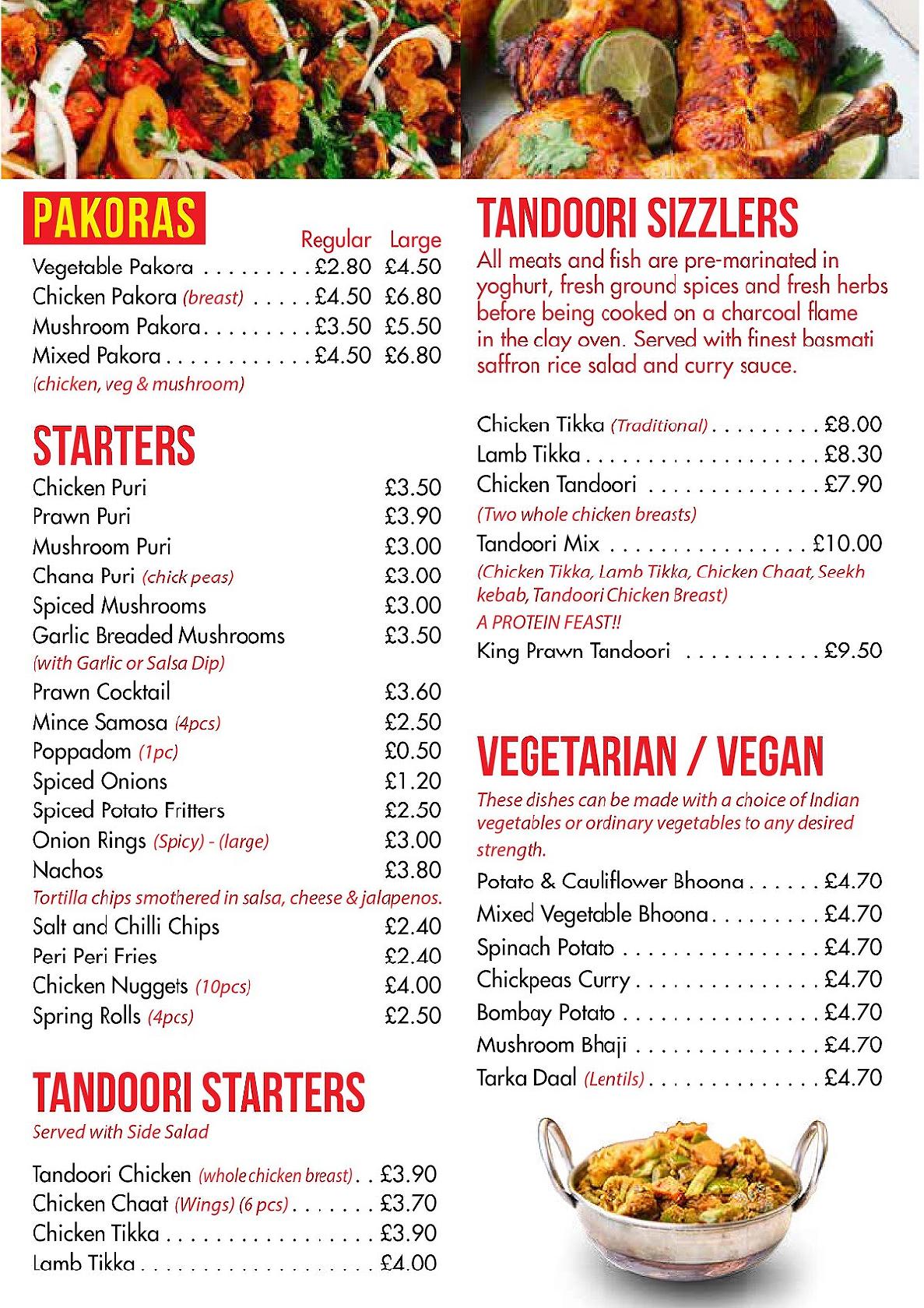 Menu at Kurry Korner fast food, Glasgow, 230 Smithycroft Rd