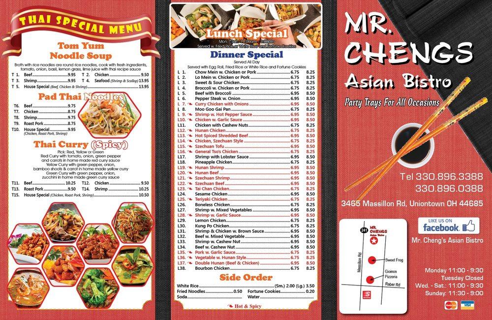 Menu at Mr. Cheng's Asian Bistro restaurant, Green, Massillon Rd
