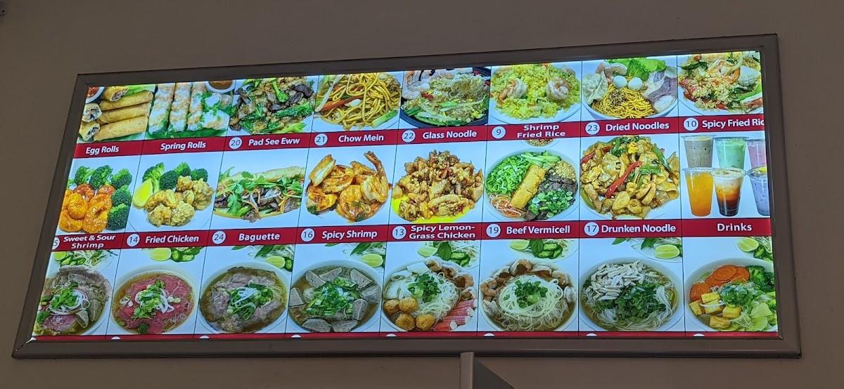 Menu at Pho Noon restaurant, San Bernardino