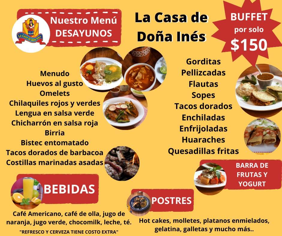 Menu at La Casa de Doña Ines restaurant, Guadalajara