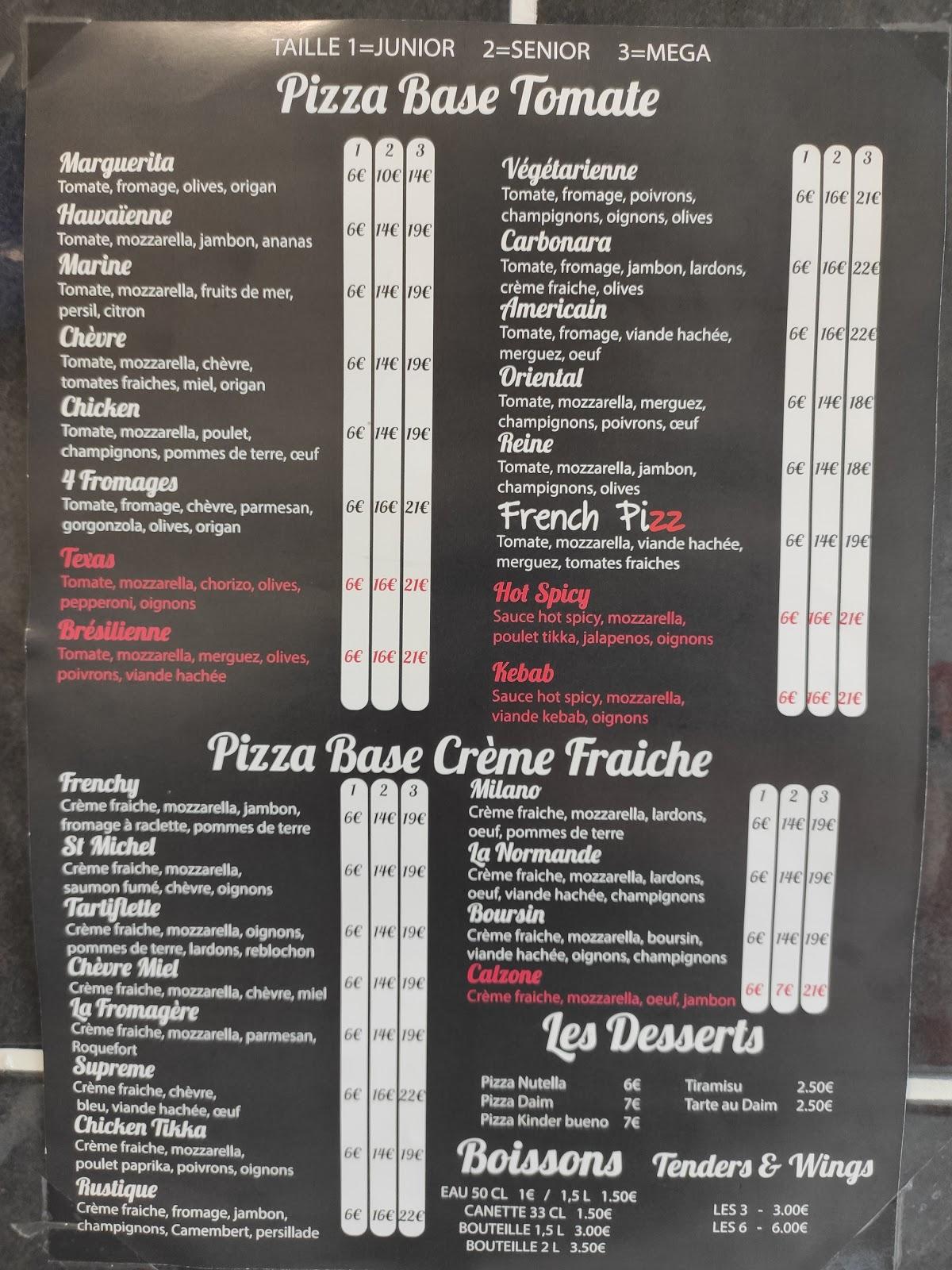 Menu au French pizz pizzeria, Malaunay