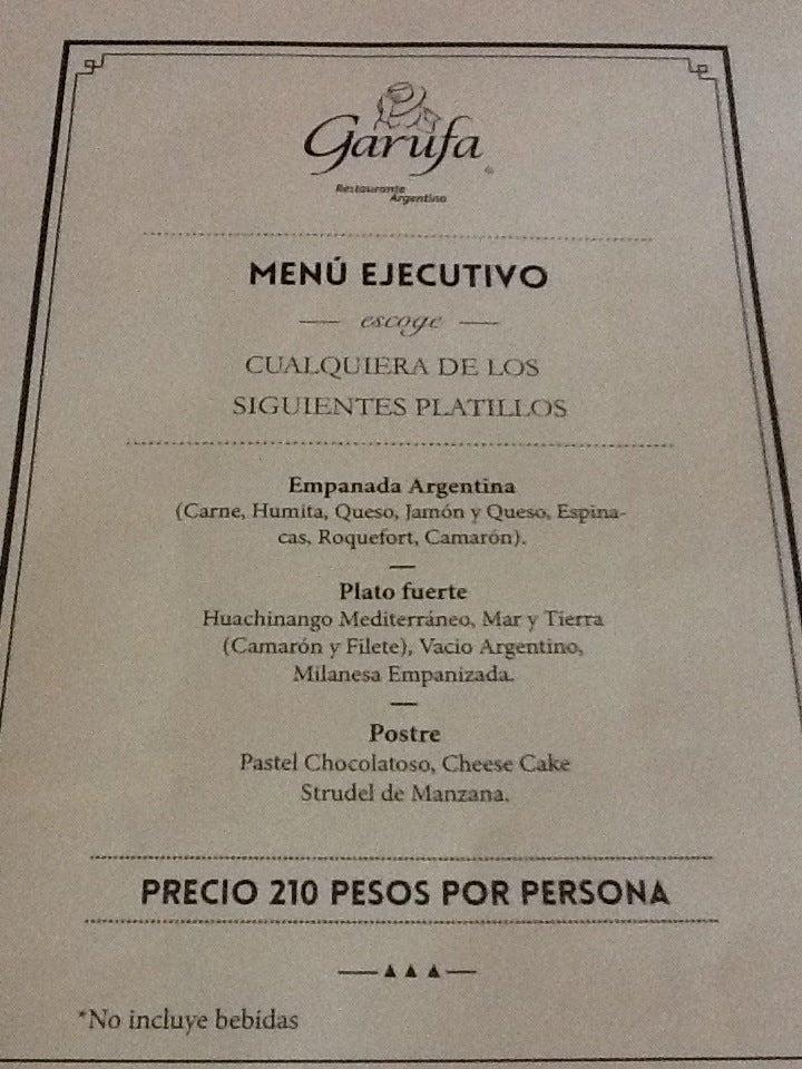 Carta del pub y bar Garufa, San Pedro Garza García, Av. José ...