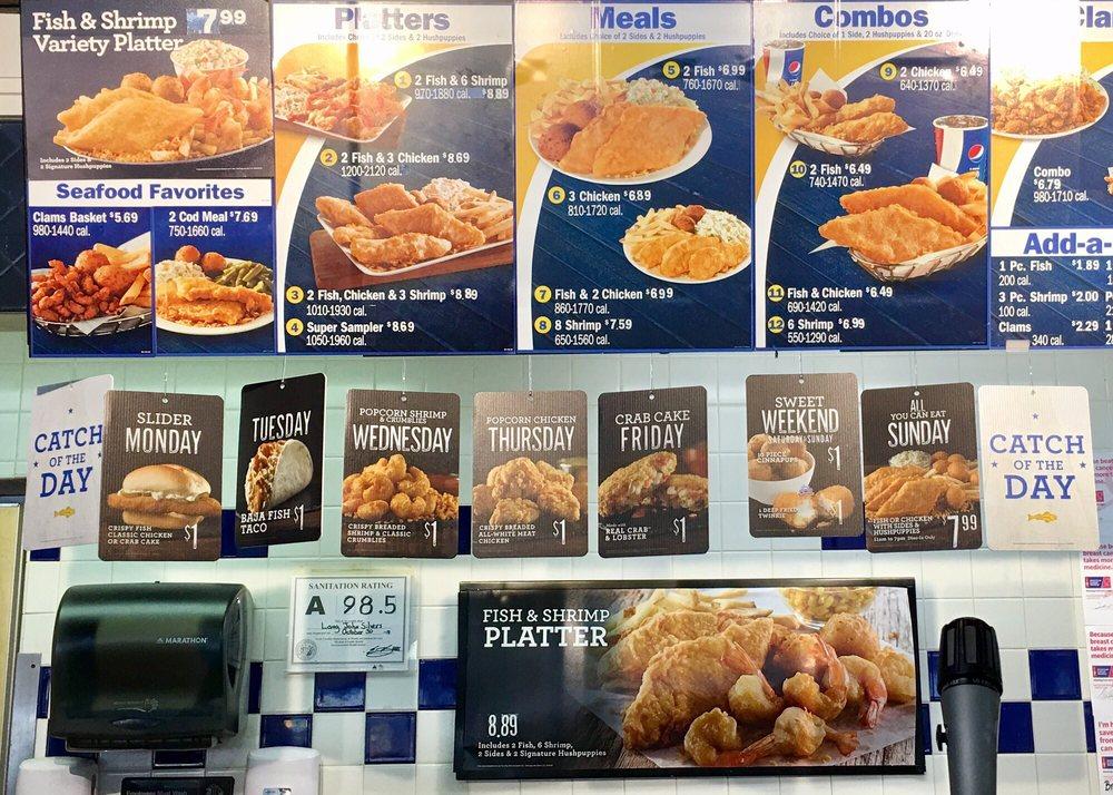 Menu at Long John Silver's fast food, Asheville, 874 Brevard Rd