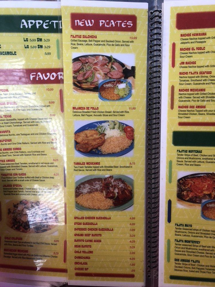 Menu at Los Dos Amigos restaurant, Miami