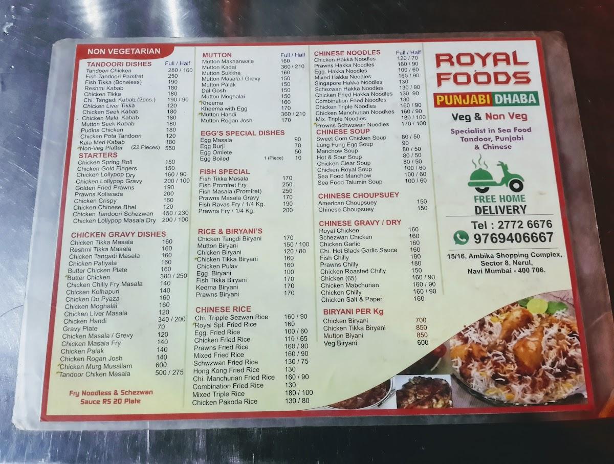 Menu at Royal Foods Punjabi Dhaba, Navi Mumbai, Sector 8 Ambika ...