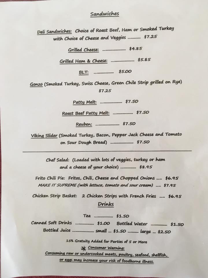 Menu at DJ Cafe, Center