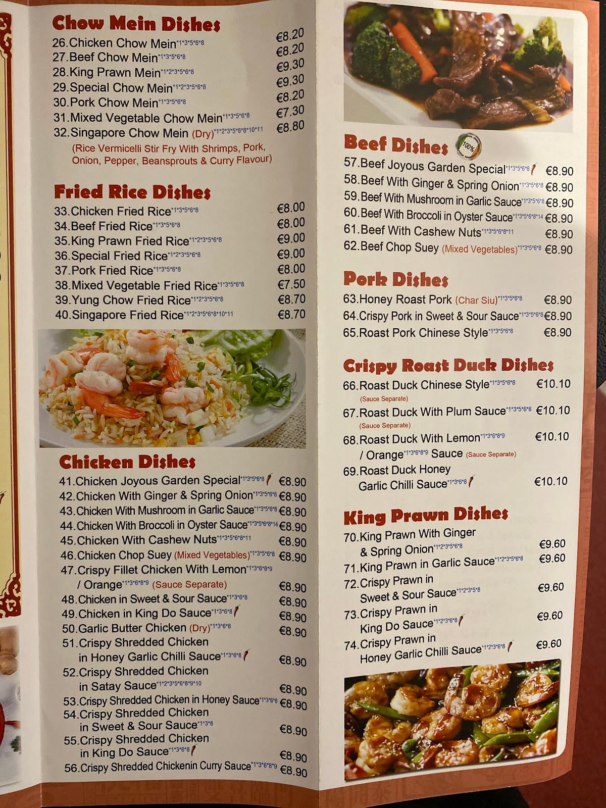Menu at Joyous Garden/Martins Bar, Rush