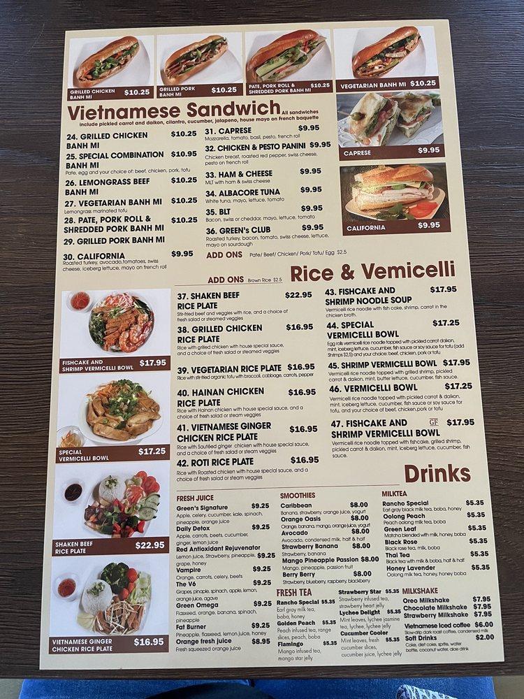 Menu at Pho Banh Mi Restaurant, Los Altos