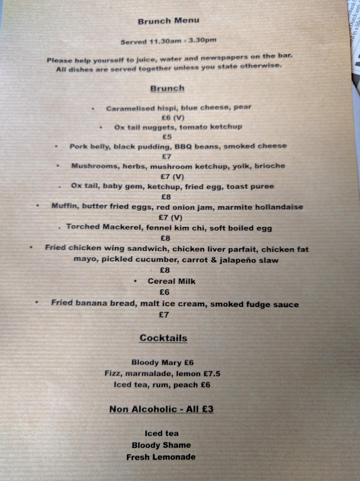 Menu at The Set Restaurant, Brighton
