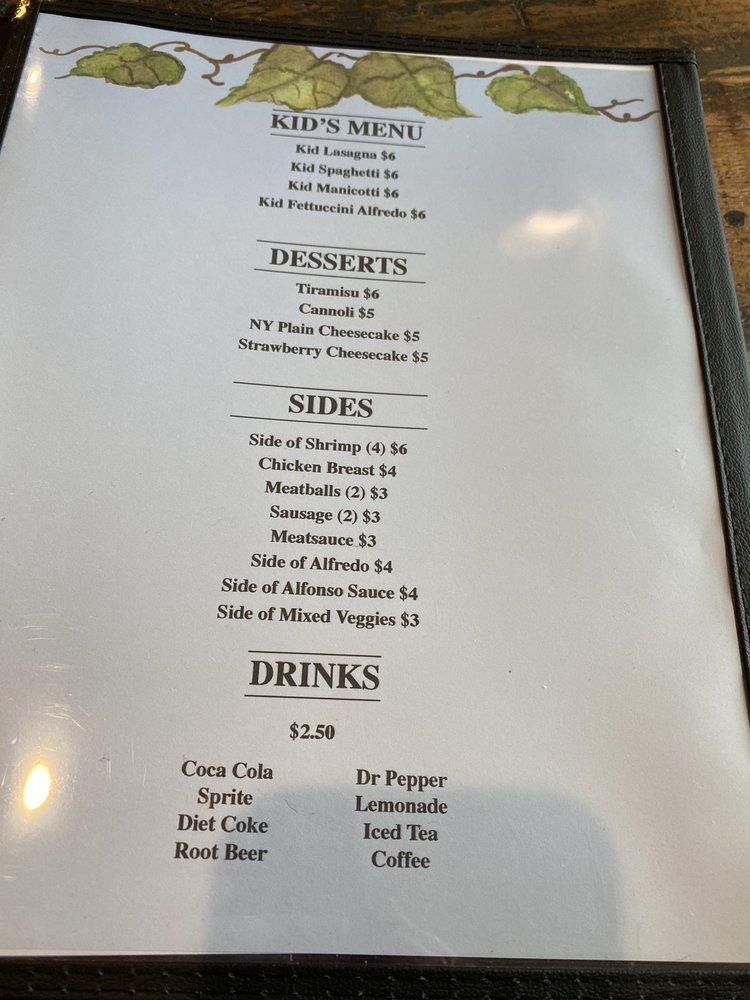 Menu at Italian Garden pizzeria, Lindale