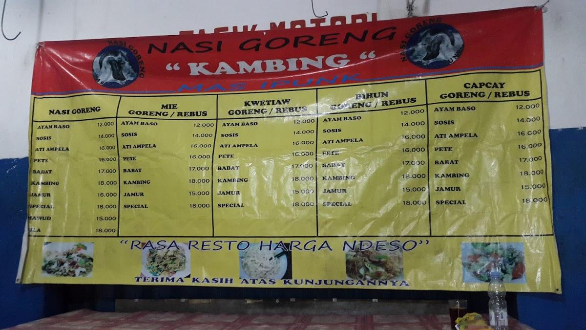 Menu at Nasi Goreng Kemranyas Mas Ipunk restaurant, Padalarang