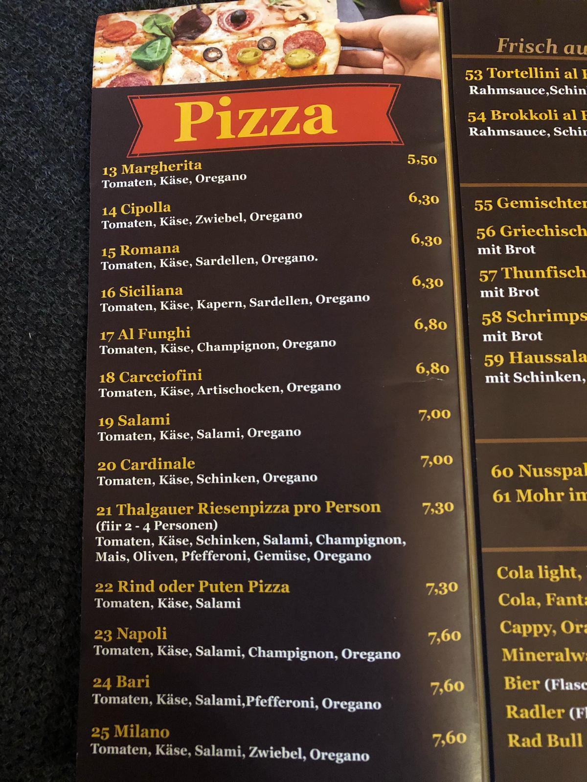 Speisekarte Von Pizza King Fuschl Am See