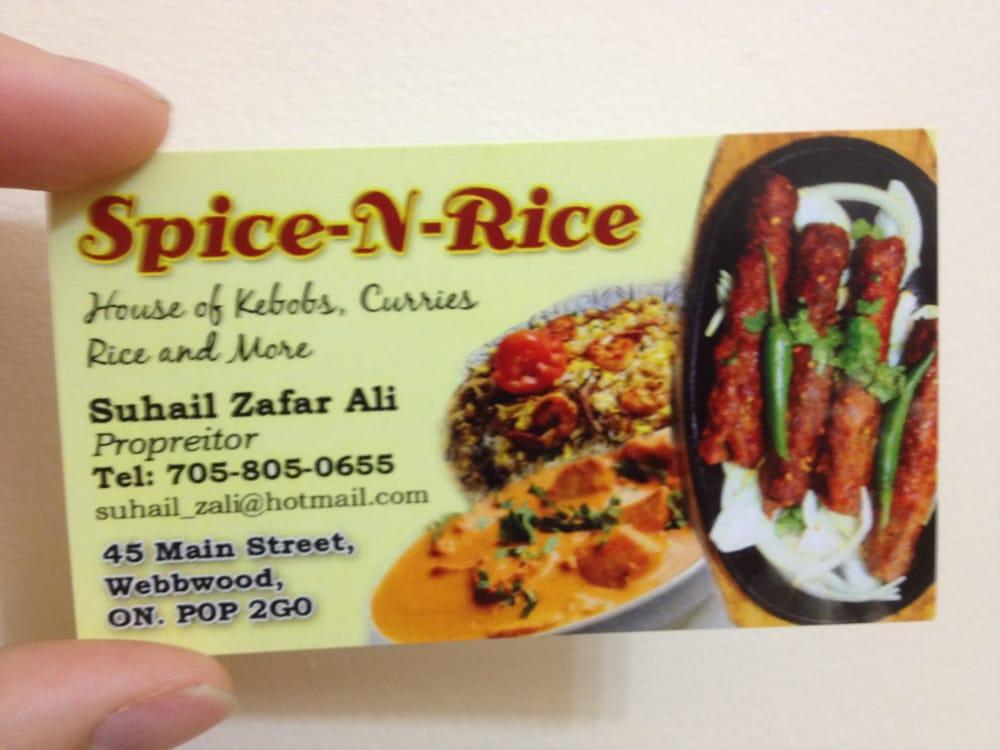 Menu at Spice N Rice restaurant, Webbwood