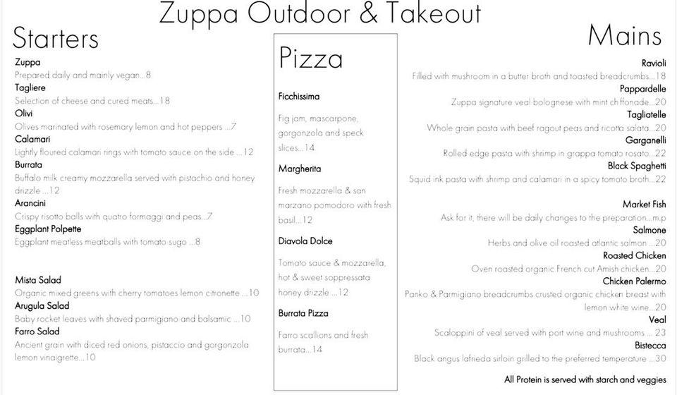 Menu at Zuppa pub & bar, Yonkers