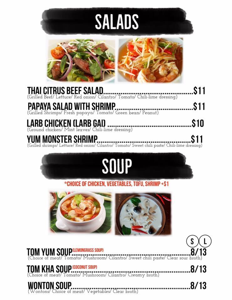 Menu at Chai Tip's Thai & Chinese restaurant, North Las Vegas