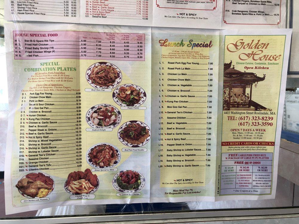 Menu at Golden House Chinese Restaurant in Roslindale, Boston ...