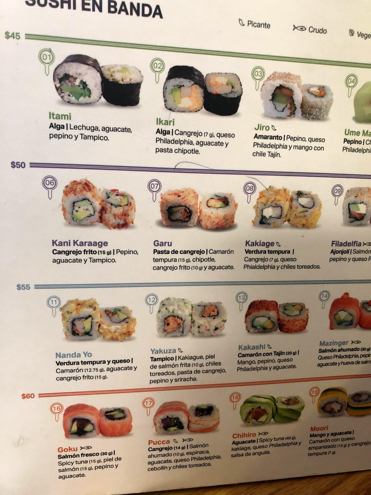 Carta del pub y bar Moshi Moshi Antara, Ciudad del México, Avenida ...