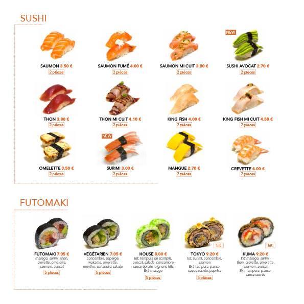 Menu at Sushi main, Rixensart