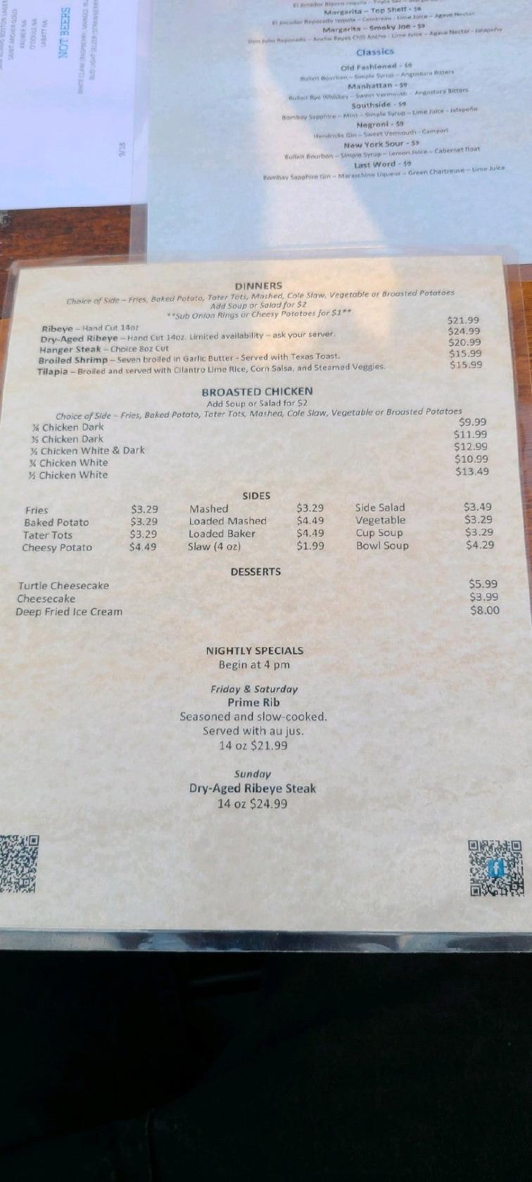 Menu at The Stone Inn pub & bar, Chisago City