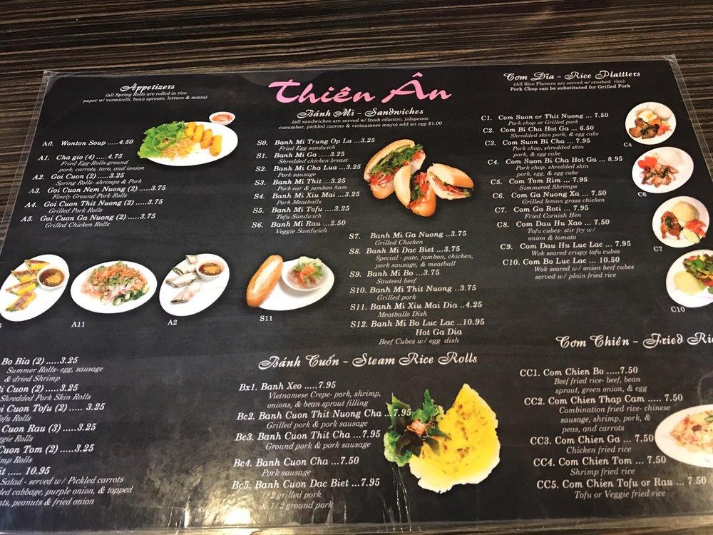 Menu at Thien An Sandwiches restaurant, Houston