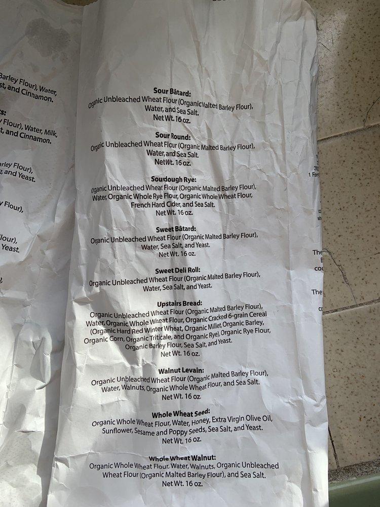 Menu at Acme Bread restaurant, Berkeley, San Pablo Ave