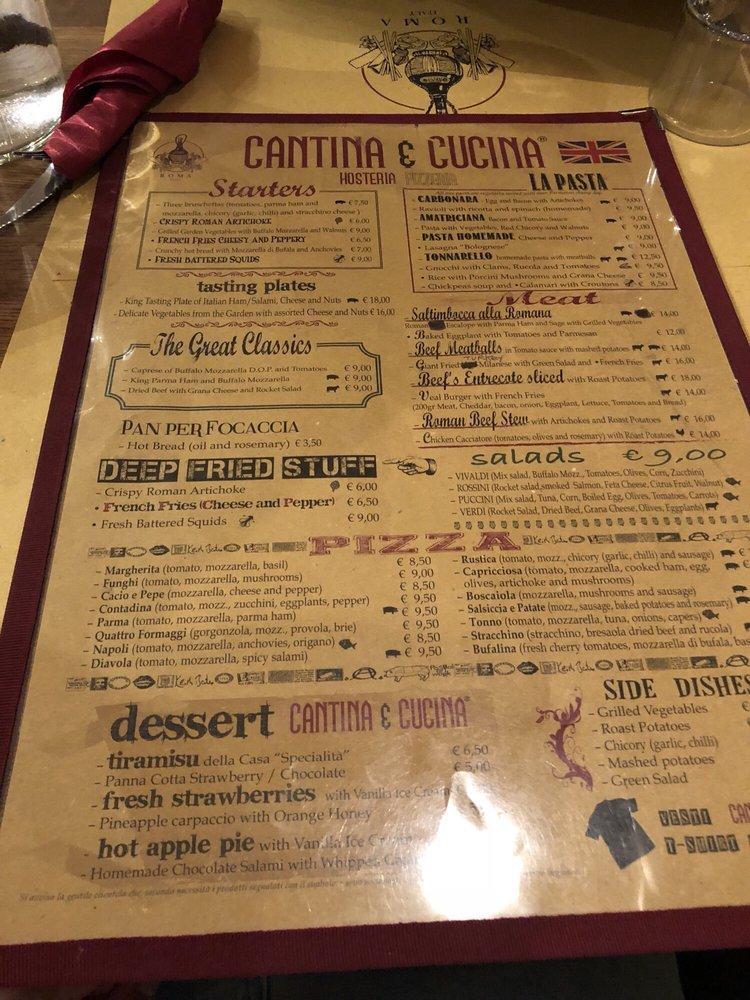 Menu da Cantina e Cucina pub & bar, Roma