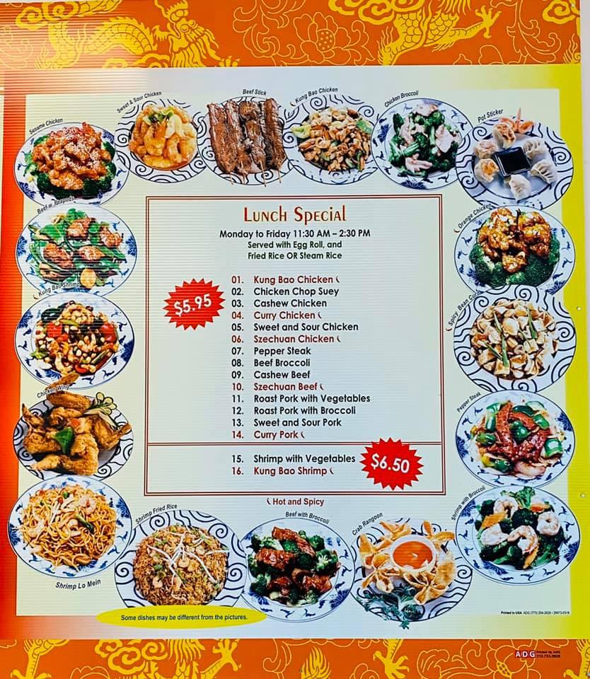 Menu at Dragon Gate fast food, Chicago