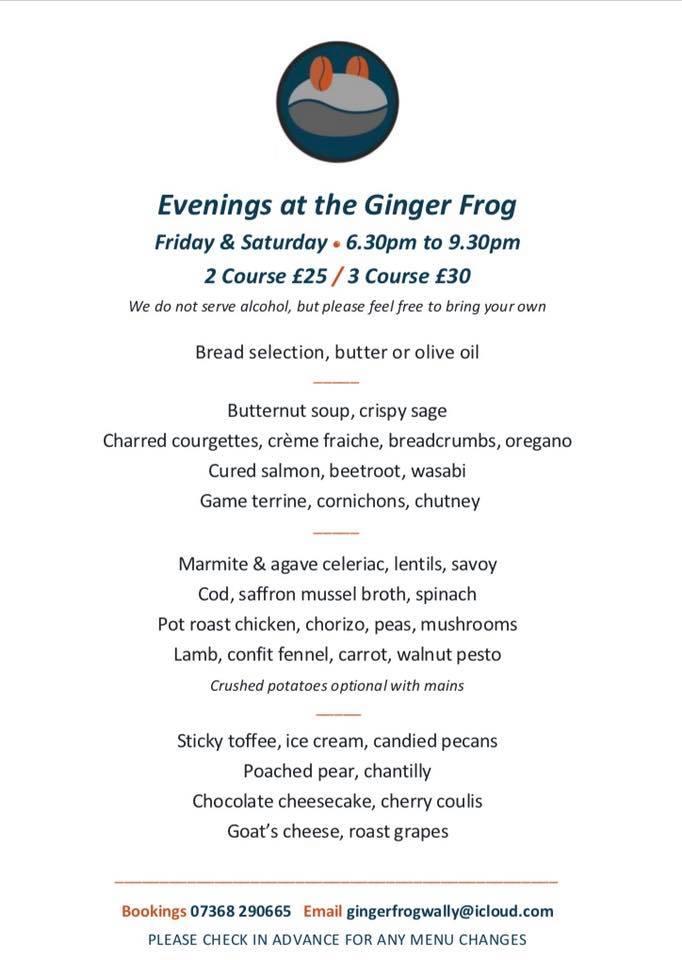 Menu at Ginger Frog cafe, Wallington