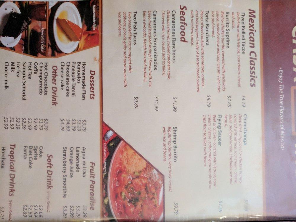 Menu at La Original Casa Del Taco restaurant, National City