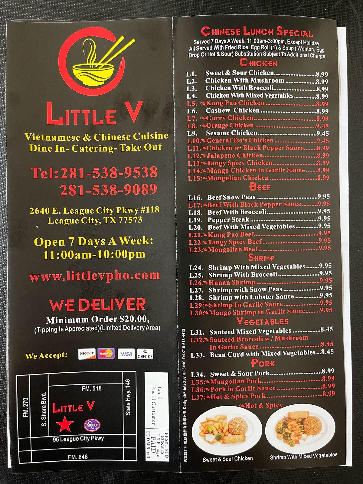 Menu at Little V restaurant, League City