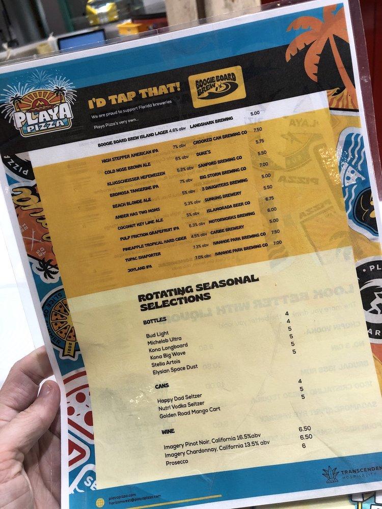 Menu at Playa Pizza pizzeria, Bay Lake, Reams Rd Suite 108