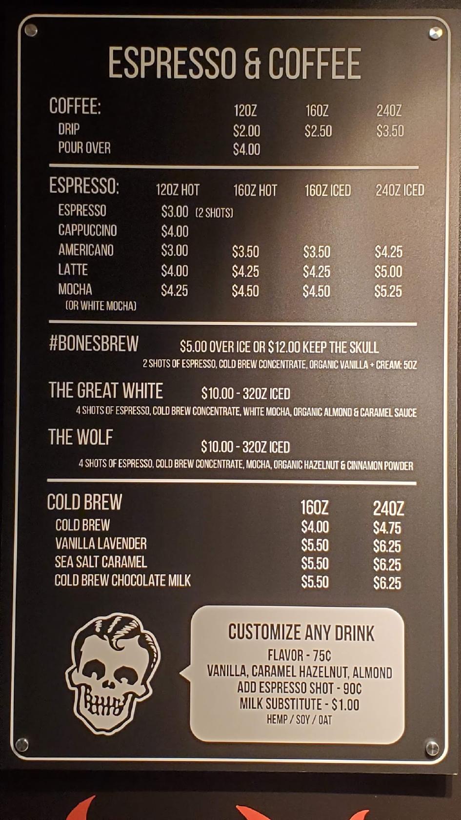 Menu at Rad Coffee, Covina
