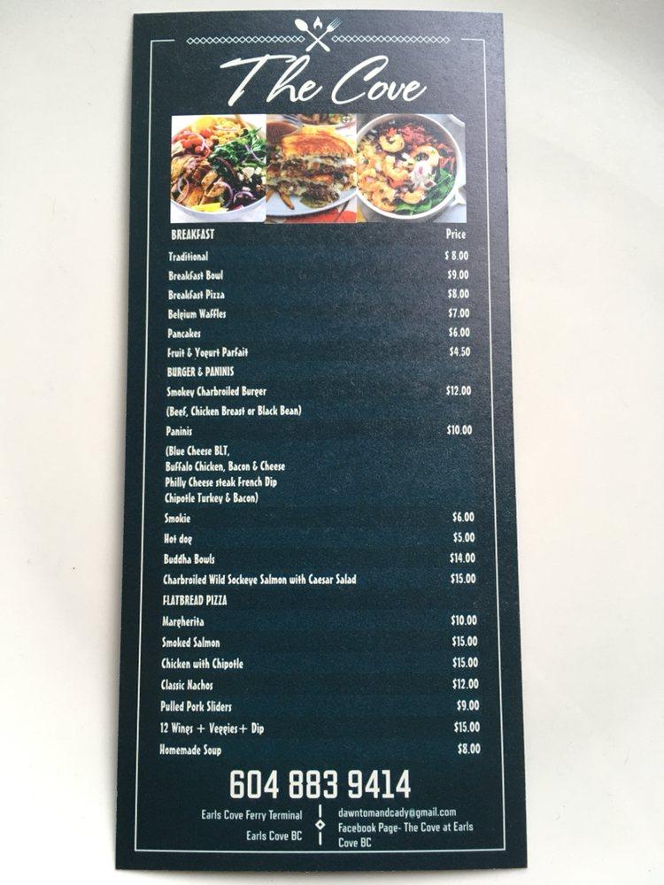 Menu at The Cove Restaurant and Lodge, Earls Cove, Sunshine Coast Hwy
