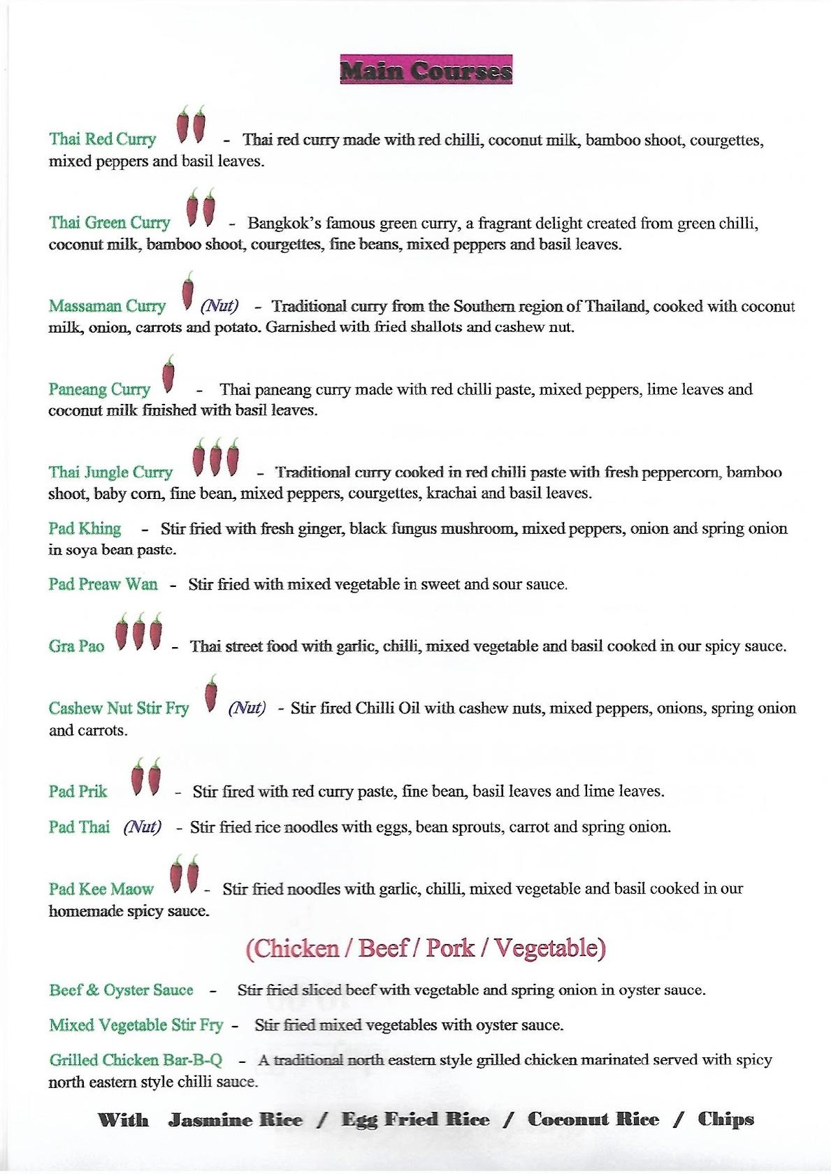 Menu at Typhoon Thai Restaurant, Congleton
