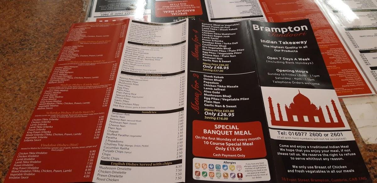 Menu at Brampton Tandoori fast food, Brampton