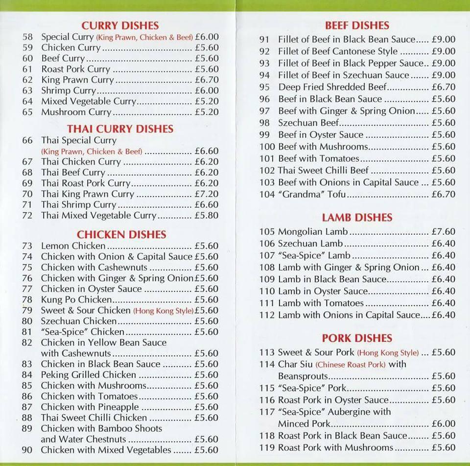Menu at Cheng - Du restaurant, Buckingham