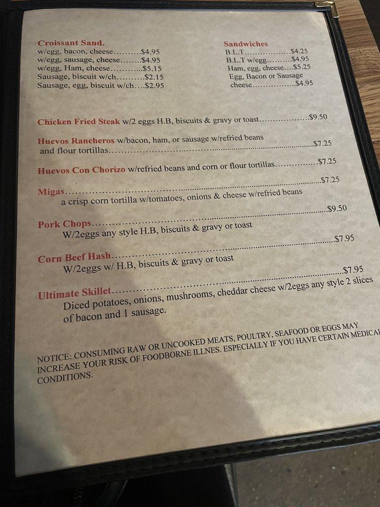 Menu at Javier's Cafe, Ferris