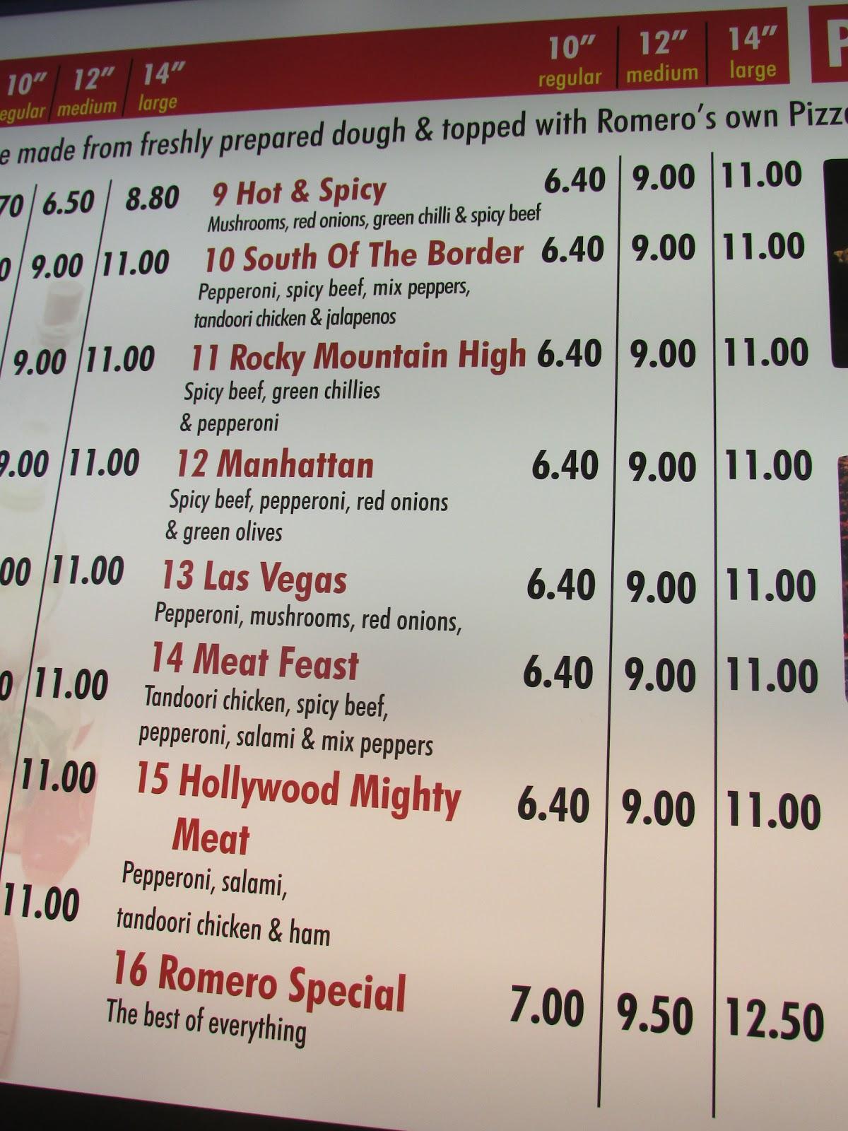 Menu at Romero Original fast food, Whalley