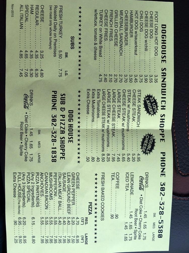 Menu at The Dog House restaurant, New Castle