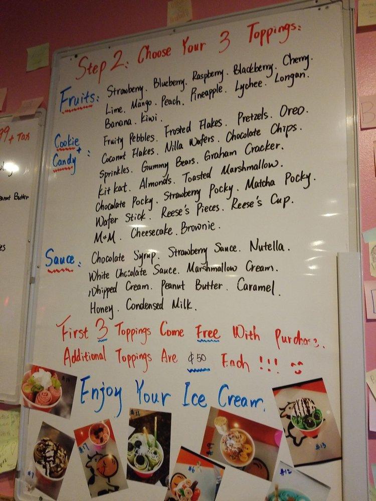Menu at Freezing Cow desserts, Tulsa