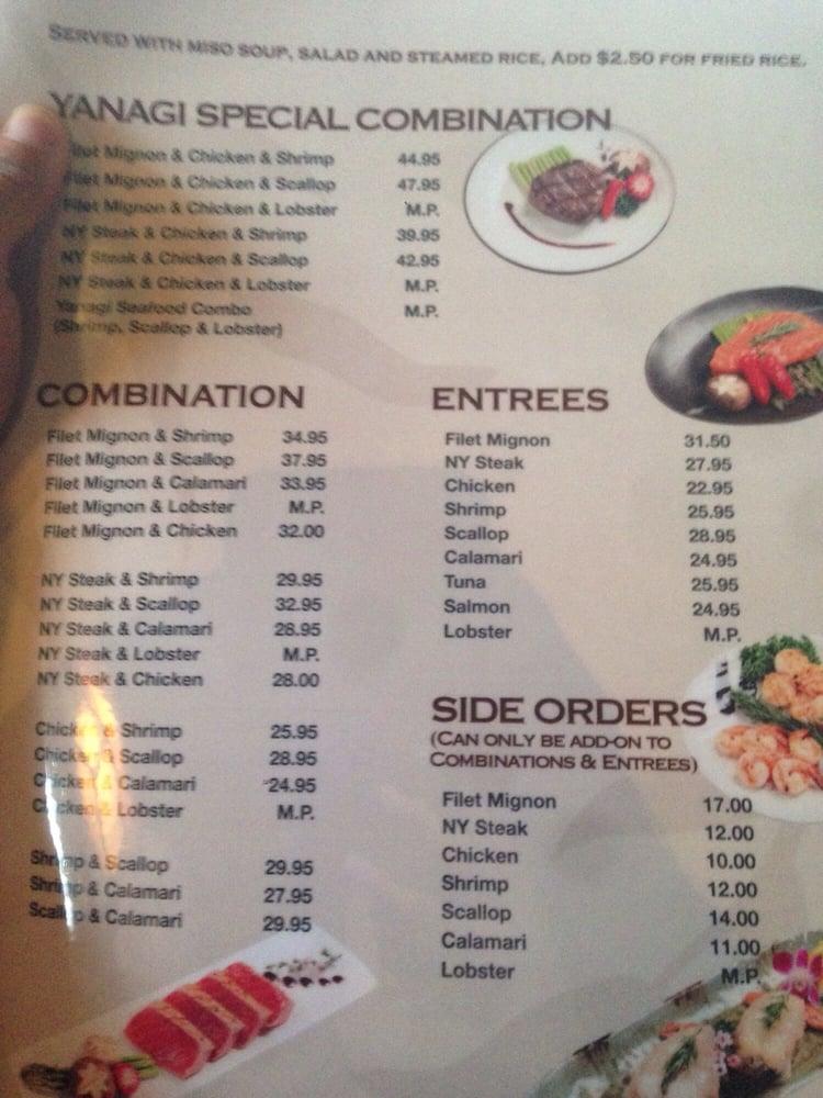 Menu at Yanagi Sushi & Grill restaurant, Pismo Beach